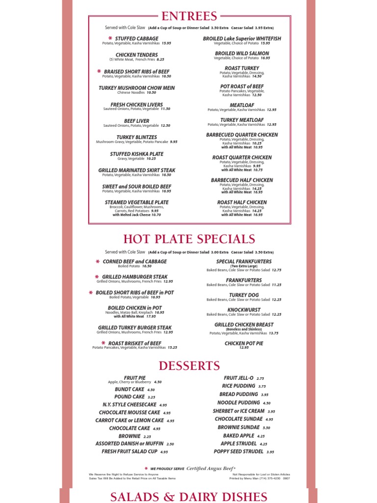 Natenal Menu Lunch Dinner | PDF