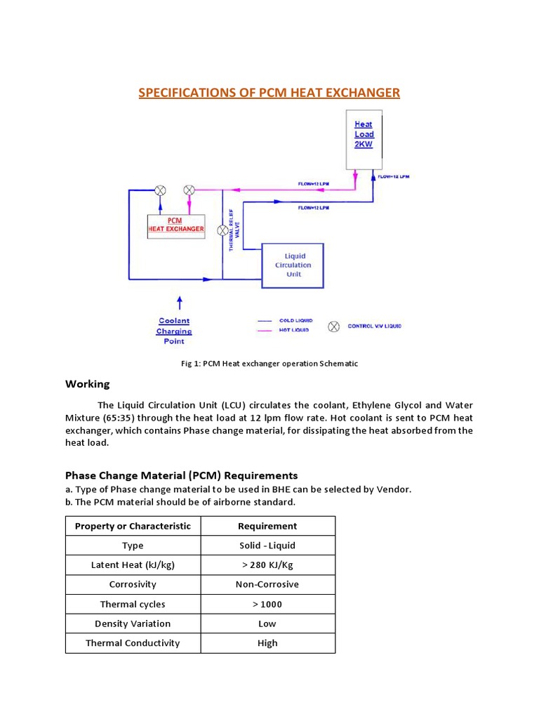 Specifications of PCM - HX | PDF | Coolant | Heat Exchanger