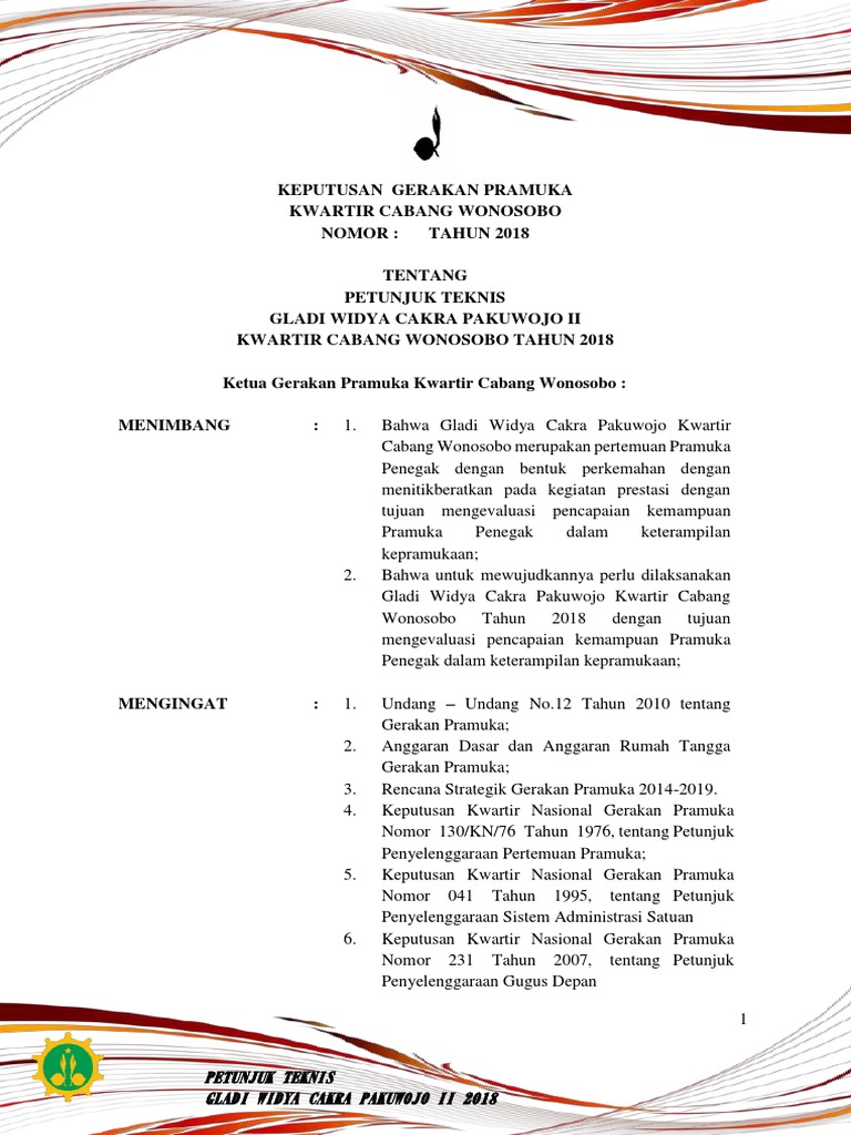 Petunjuk Teknis GWCP II Wonosobo 2018 | PDF