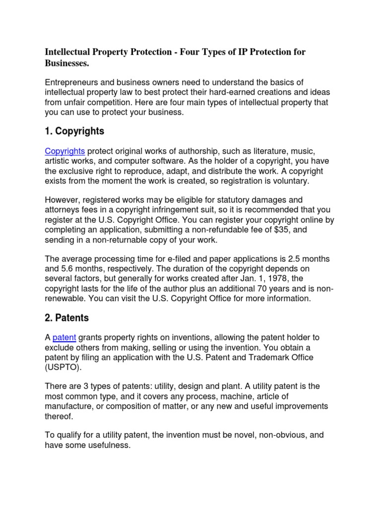 Intellectual Property Protection | PDF | Patent | Trade Secret