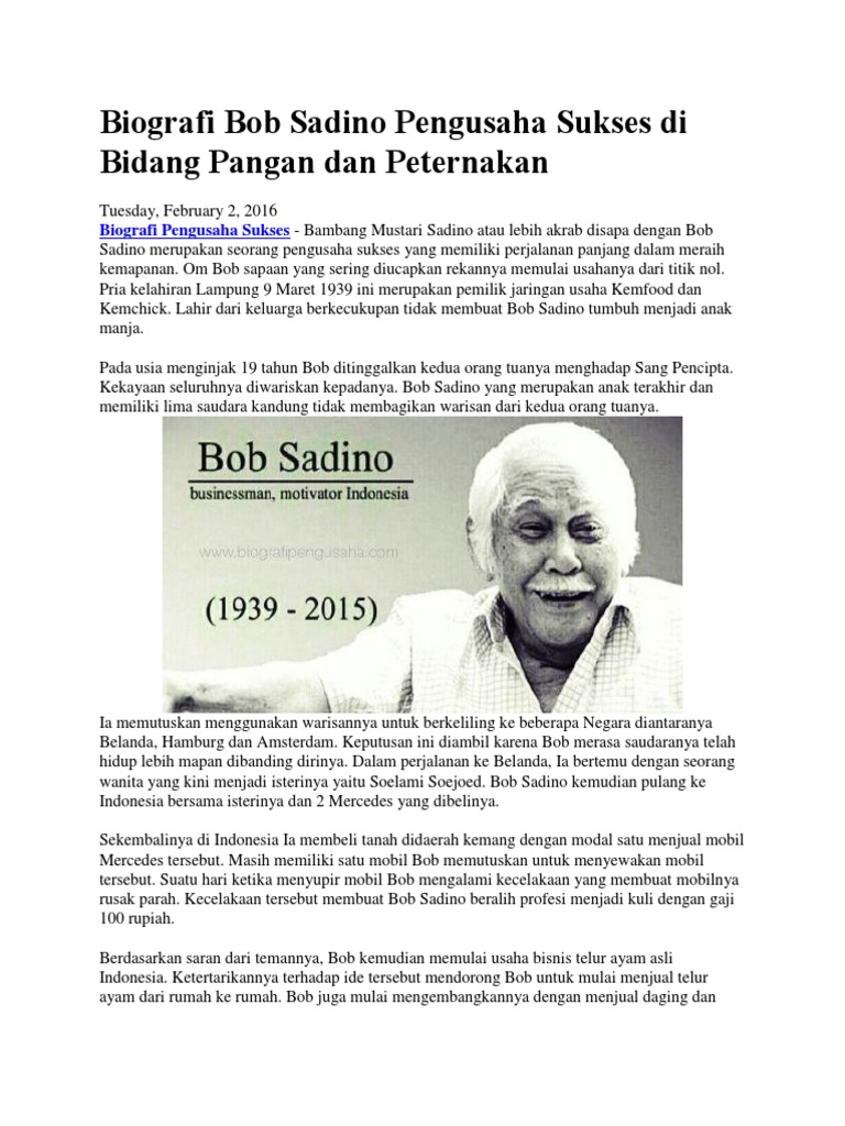 Biografi Bob Sadino: Pengusaha Sukses | PDF
