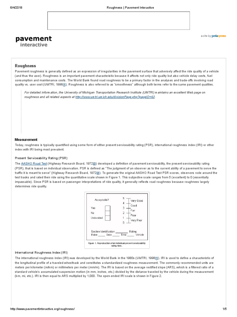 IRI-Roughness - Pavement Interactive | PDF | Surface Roughness