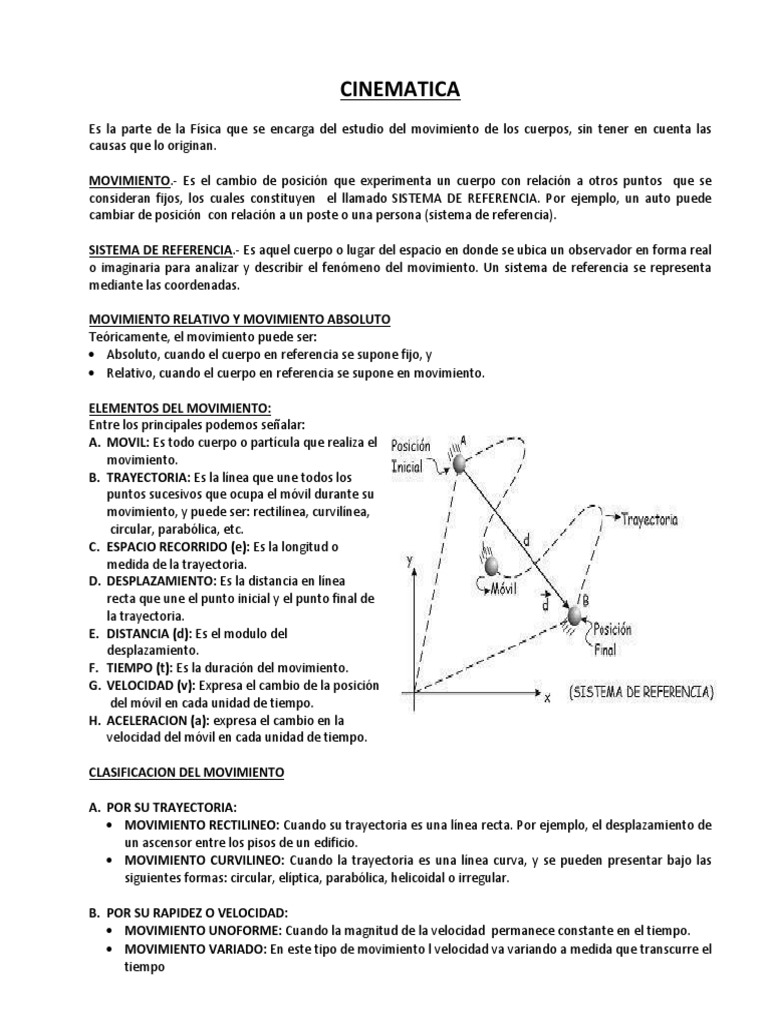 Cinematica (Teoria) | PDF | Movimiento (física) | Velocidad