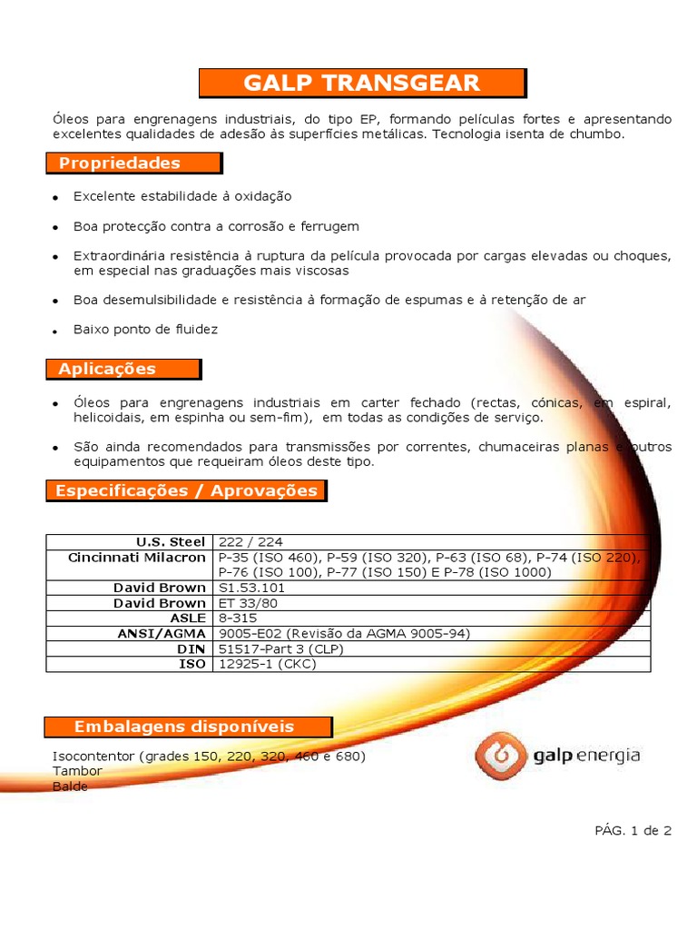 Ficha Tecnica Galp Transgear | PDF | Química | Natureza