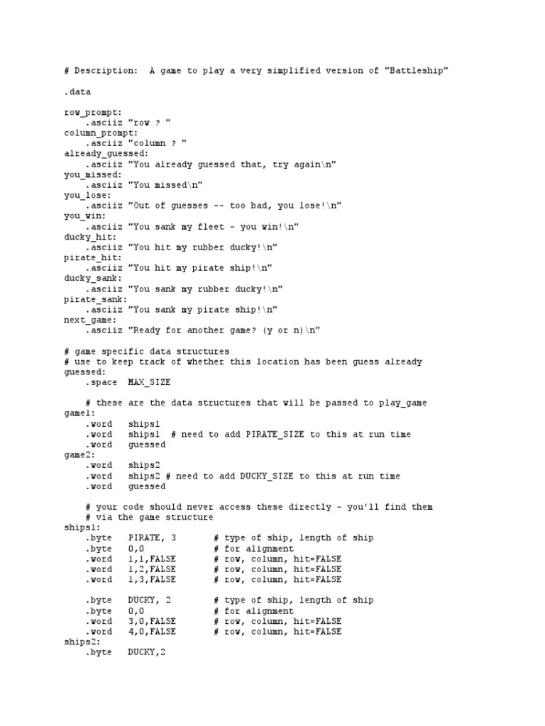 MIPS Battleship Game Code | PDF | Areas Of Computer Science | Computer ...