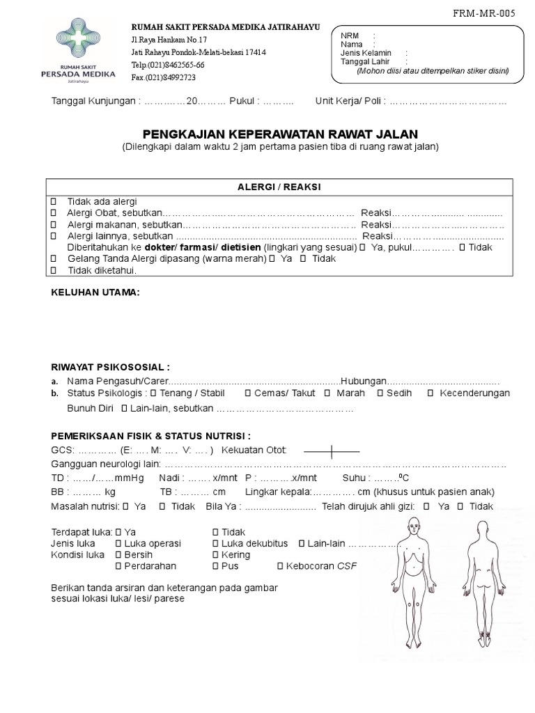 Formulir Status Rekam Medis/Formulir Rawat Jalan/Pengkajian Rawat Jalan | PDF