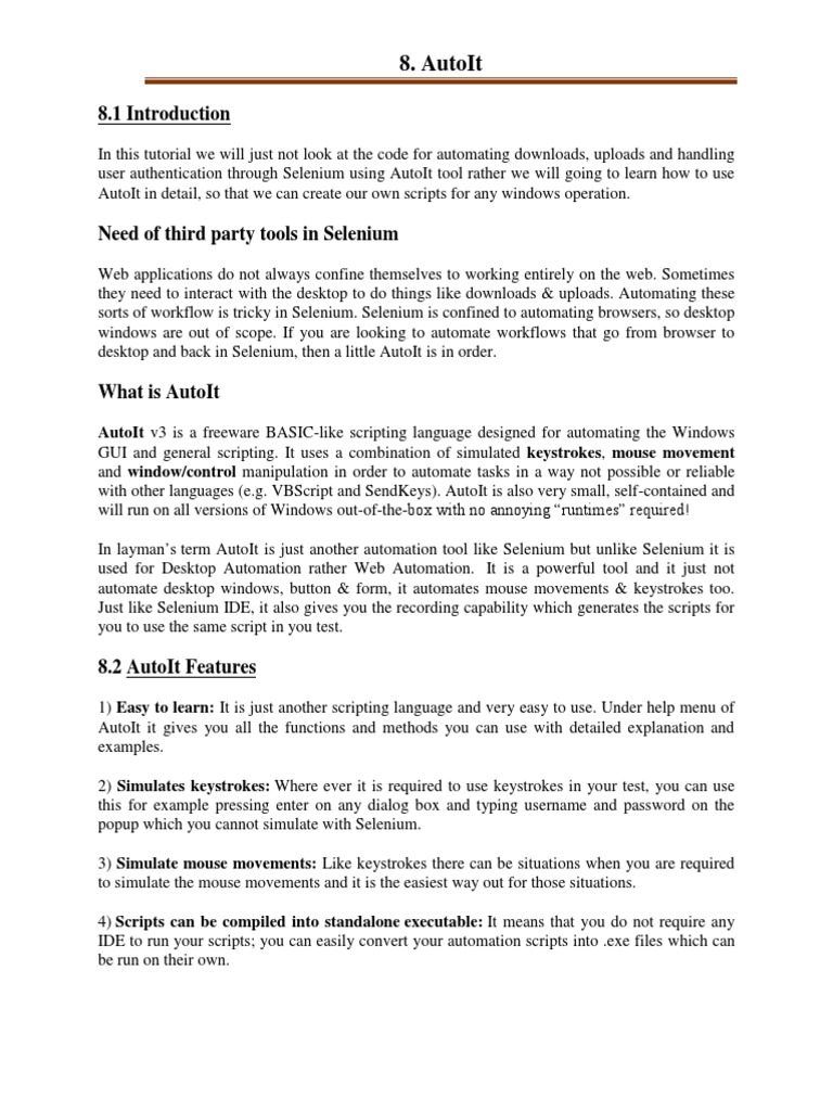 8 AutoIt | PDF | Selenium (Software) | Scripting Language