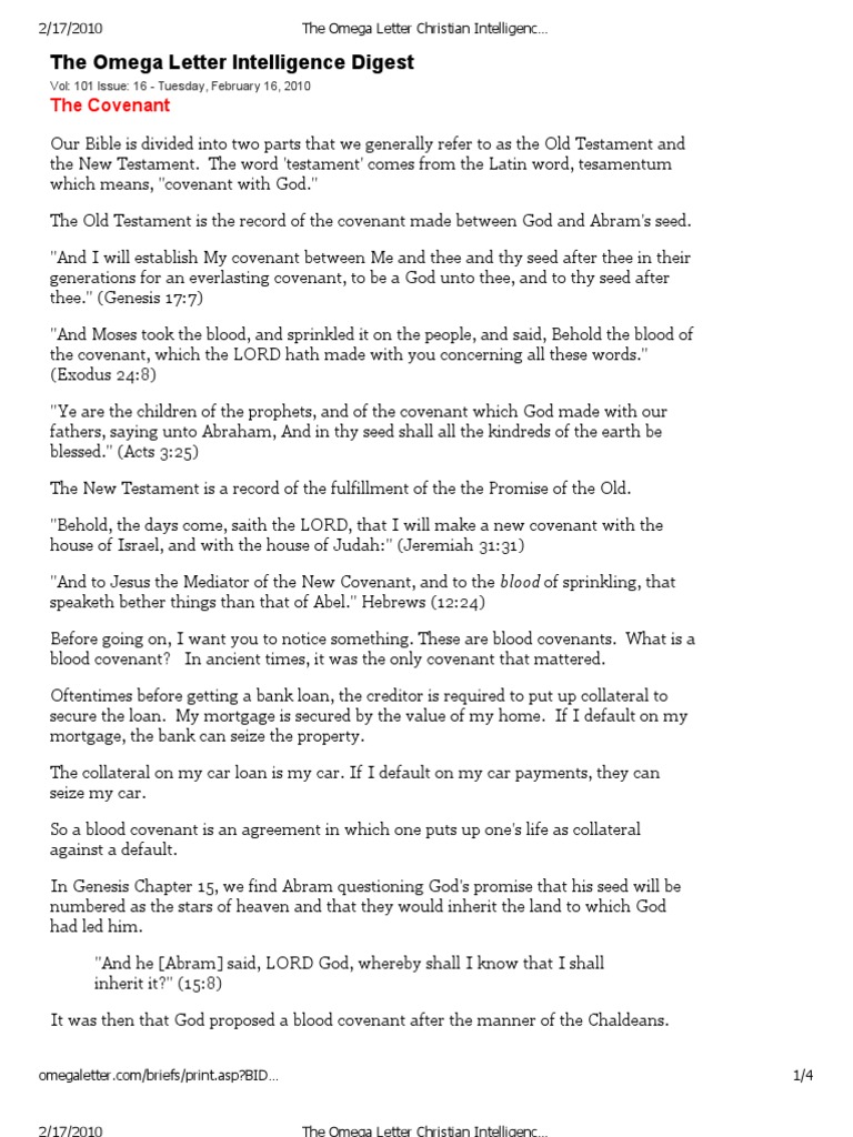 The Omega Letter Intelligence Digest | PDF | Covenant (Biblical) | New ...