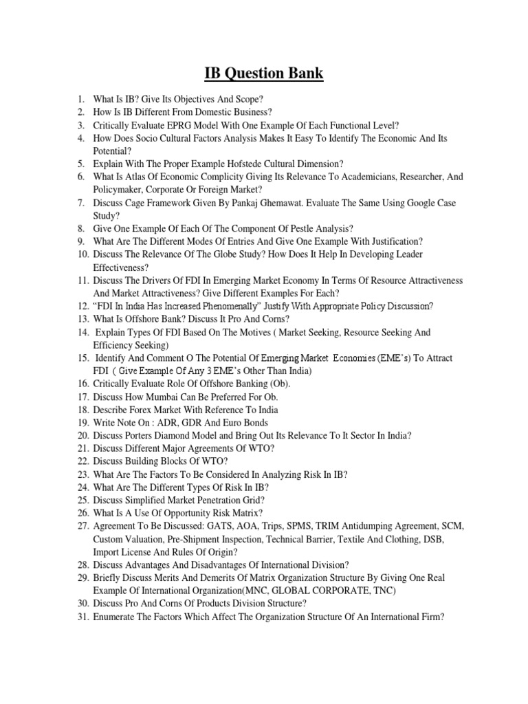 IB Question Bank (2017) | PDF | Foreign Direct Investment ...