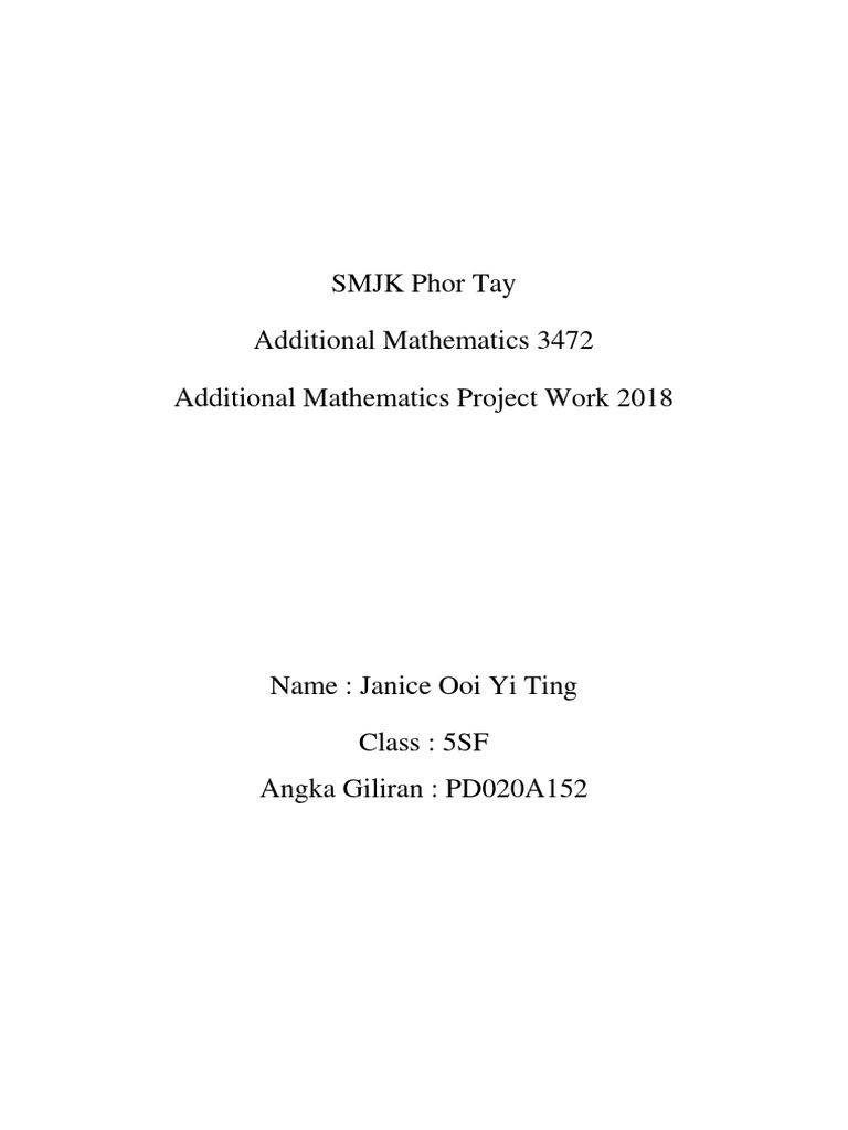 SMJK Phor Tay Additional Mathematics 3472 Additional Mathematics ...