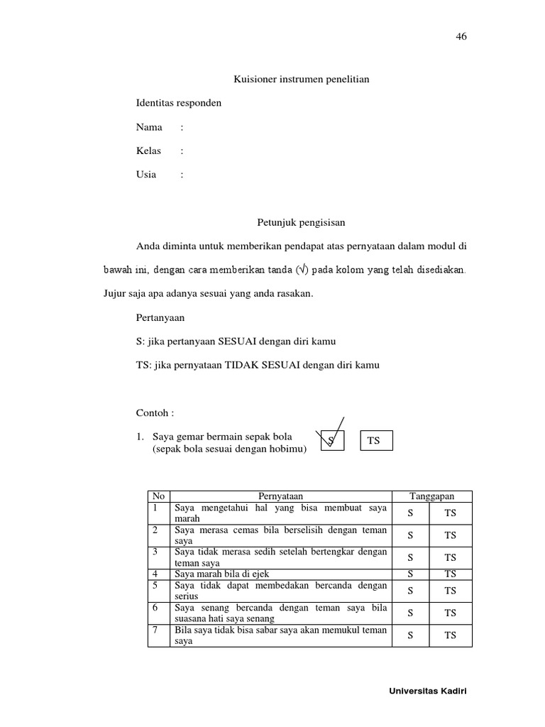 Kuesioner Kecerdasan Emosional | PDF