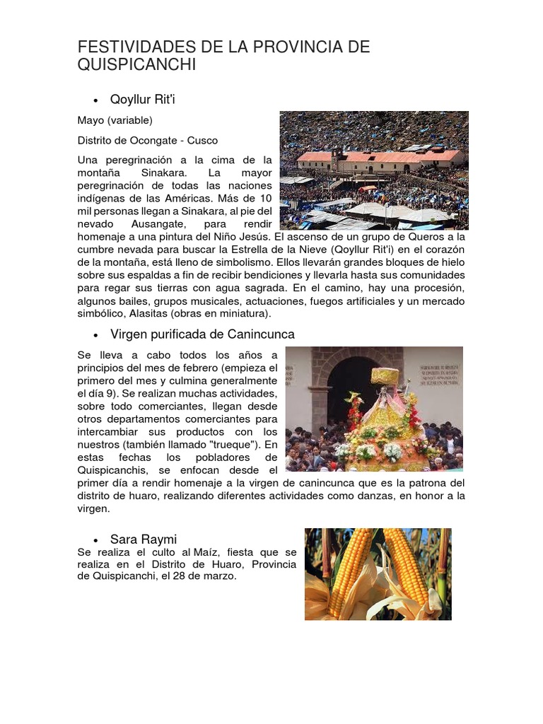 Festividades de Quispicanchi: Tradición y Cultura | PDF