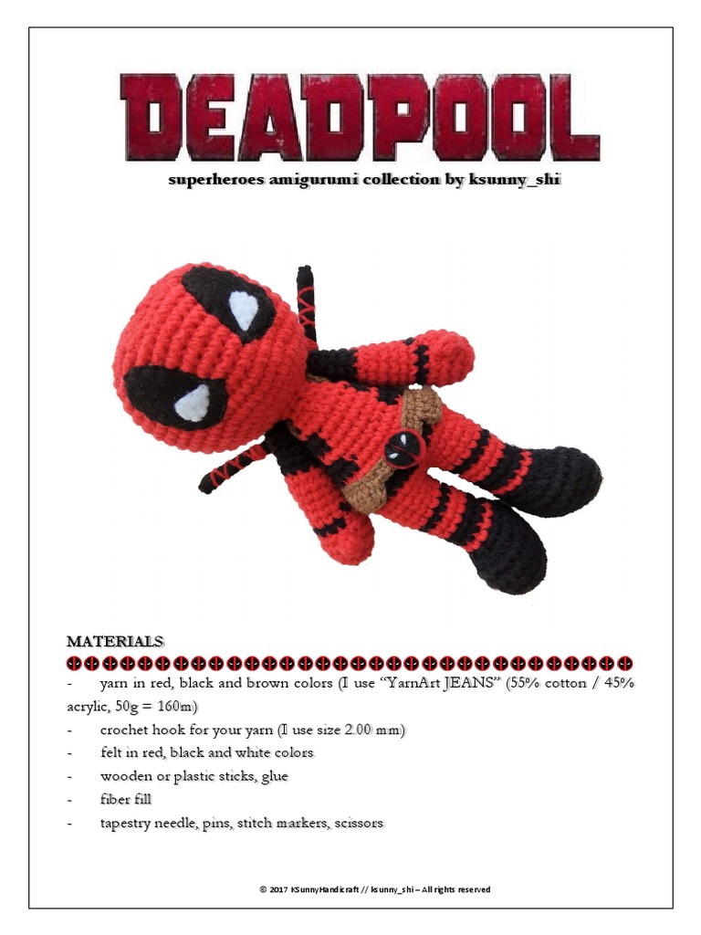 Deadpoolamigurumipatternbyksunny Shi PDF | PDF | Crochet | Textile Arts