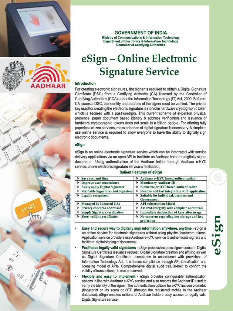 Esign - Online Electronic Signature Service: Government of India | PDF ...