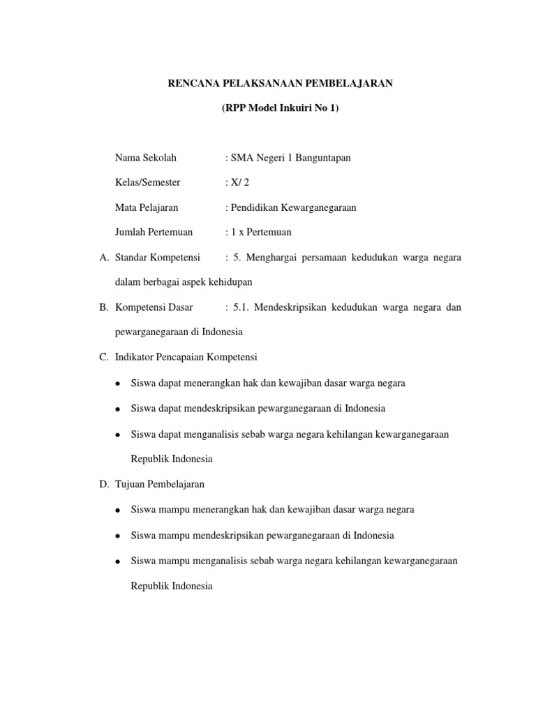 RPP Inkuiri PDF | PDF