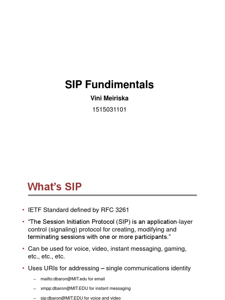 SIP Vini | PDF | Session Initiation Protocol | Telecommunications Standards