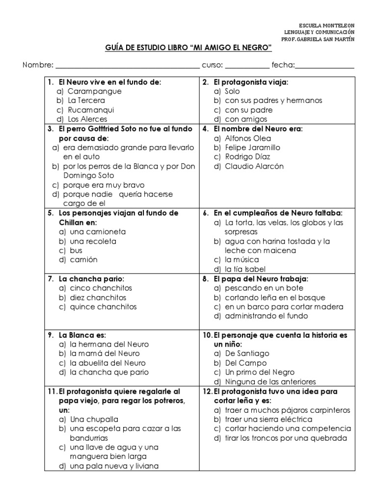 Prueba Mi Amigo El Negrgo | PDF