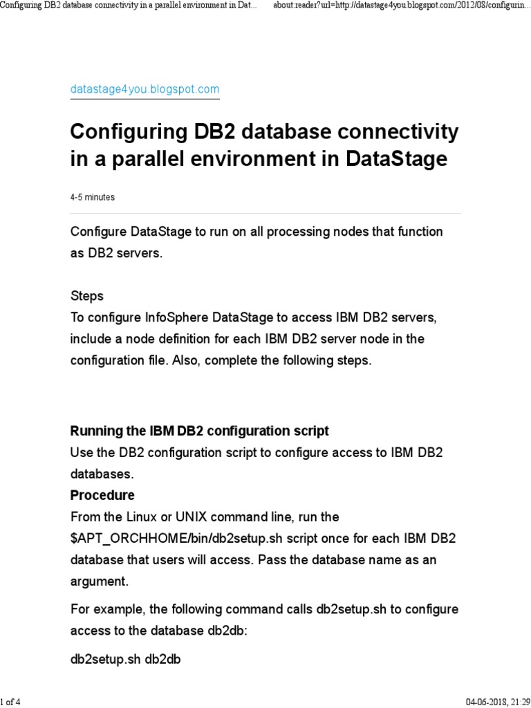 Configuring Db2 Database Connectivity In A Parallel Environment In Datastage Pdf Ibm Db2
