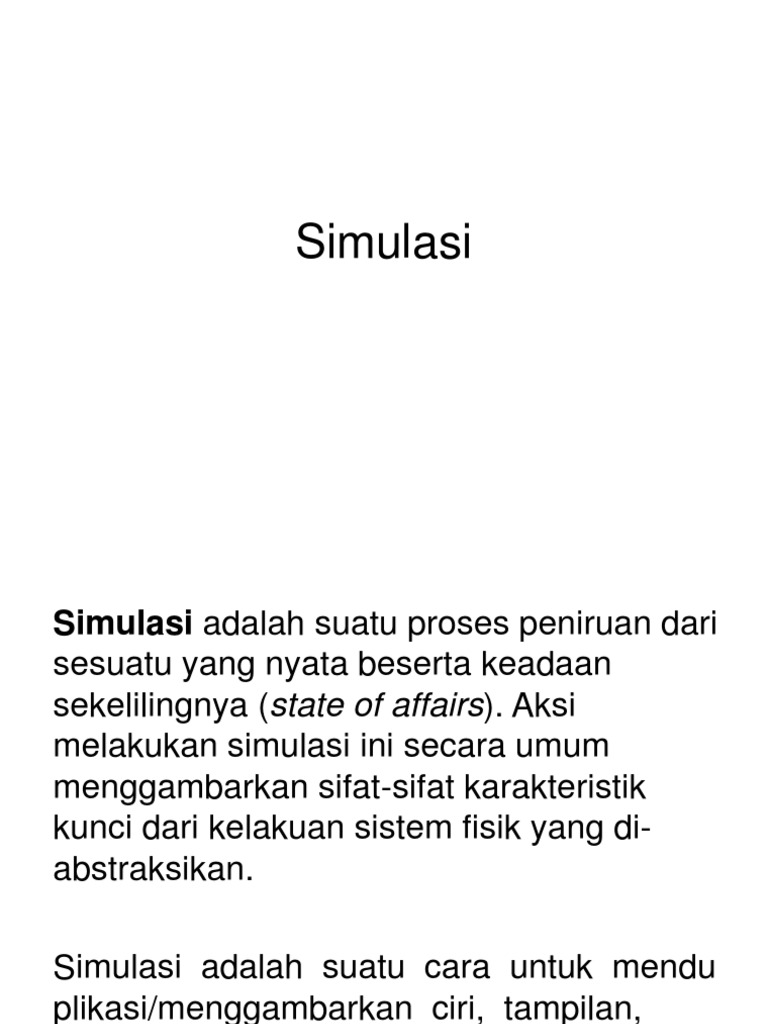 Simulasi | PDF | Simulasi | Ilmu Pengetahuan dan Teknologi