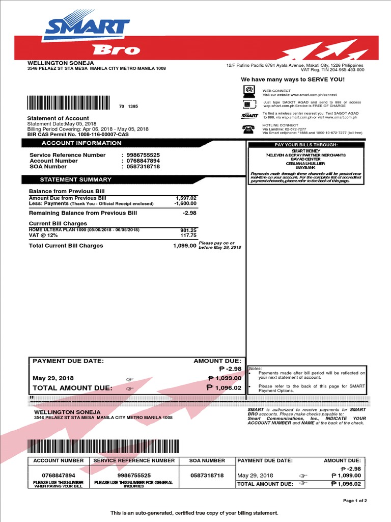 Billing Statement | PDF | Makati | Services (Economics)