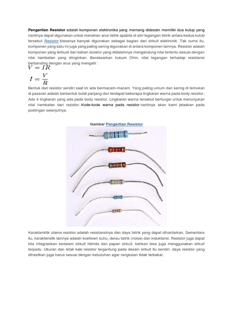 Pengertian Resistor | PDF | Metode & Bahan Ajar