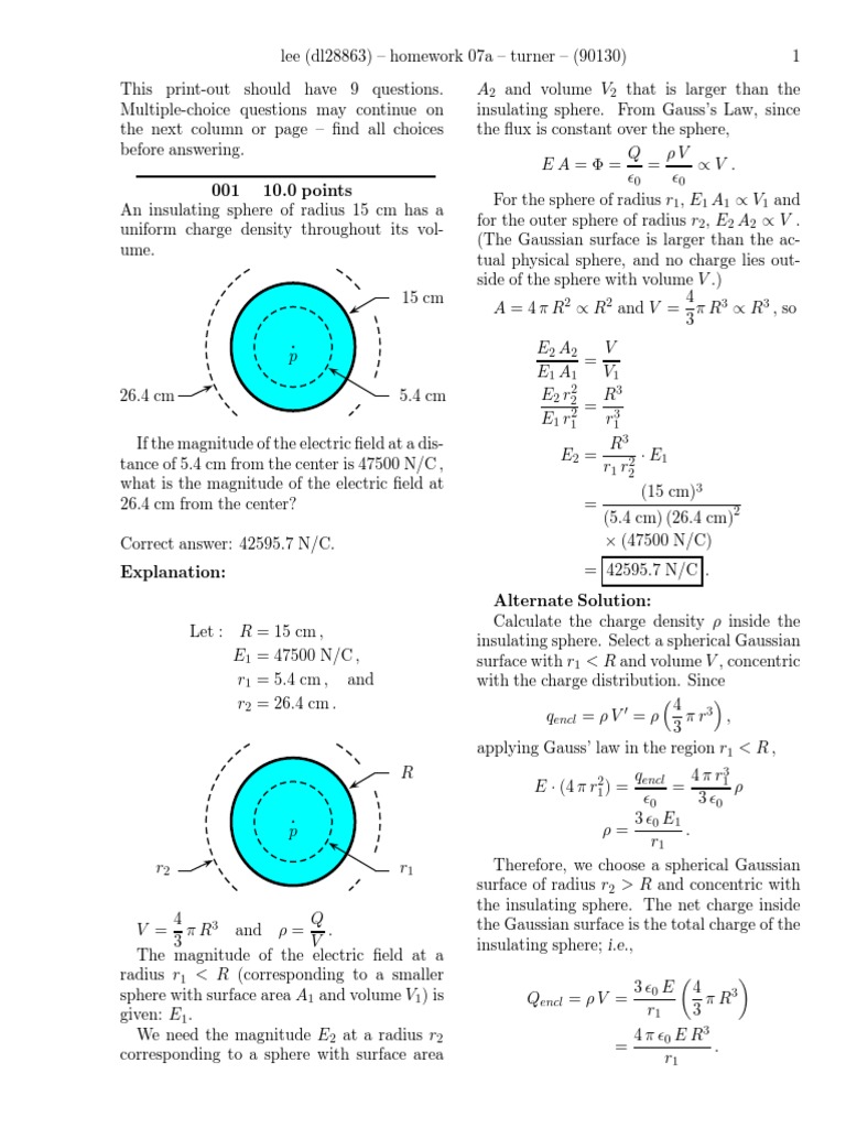 Homework 07a-Solutions PDF | PDF | Sphere | Physics