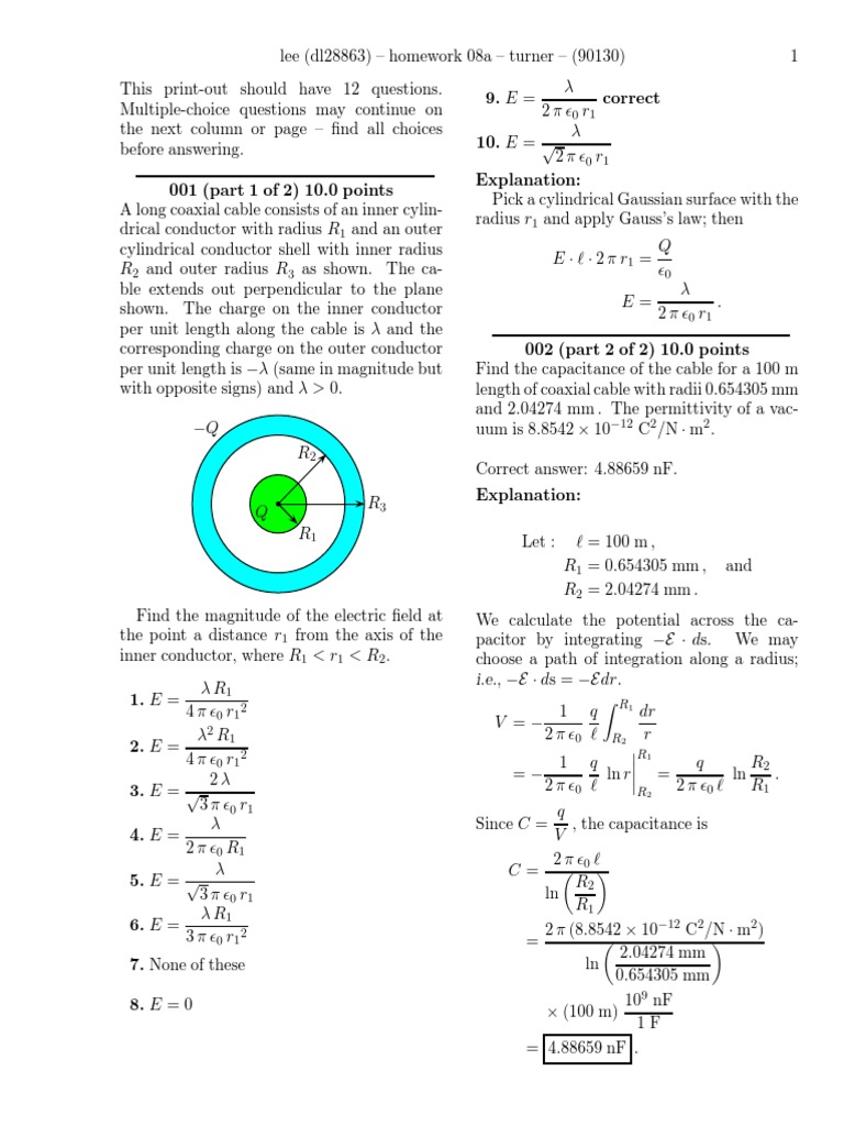 Homework 08a-Solutions PDF | PDF | Dielectric | Capacitor