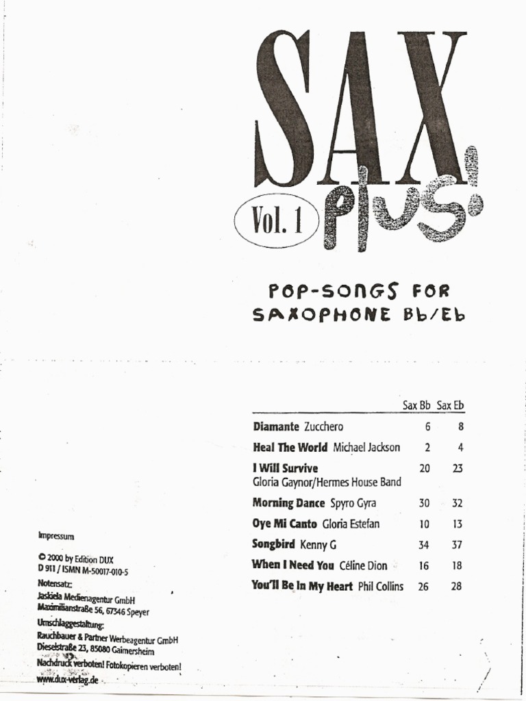Sax Plus Vol. 1 | PDF