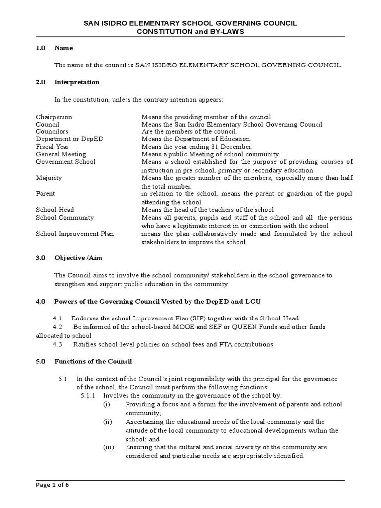 Constitution and by Laws of SGC | PDF | Committee | Chairman