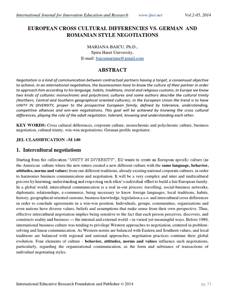 German and Romanian Style Negotiations | PDF | Negotiation | Cross ...
