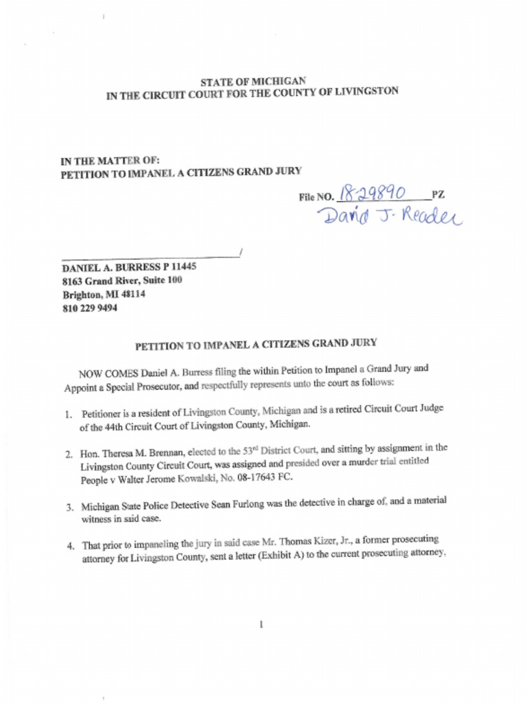 Petition For Grand Jury Investigation of Judge Theresa Brennan | PDF