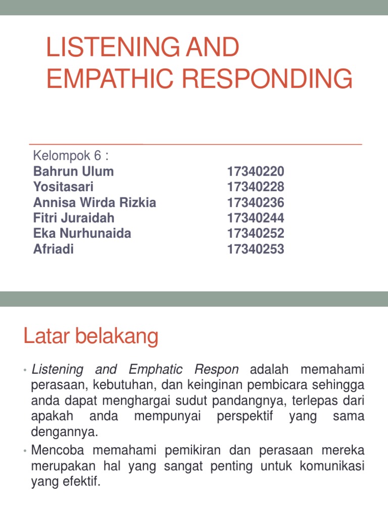 Listening and Empathic Responding | PDF