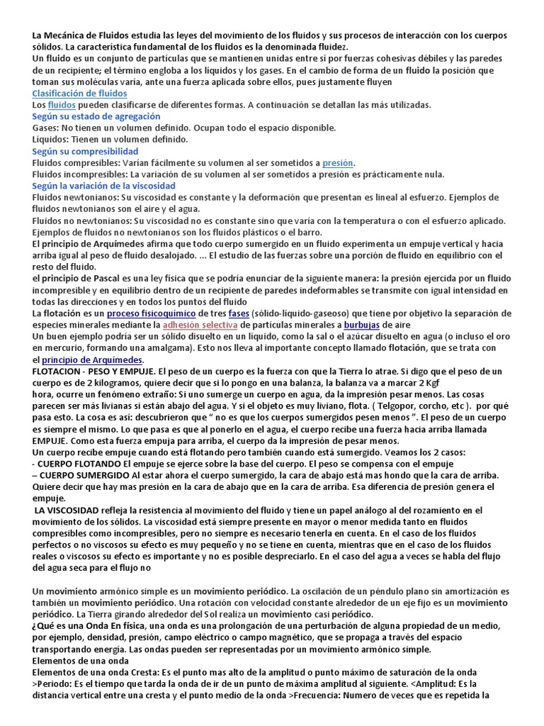 La Mecánica de Fluidos Estudia Las Leyes Del Movimiento de Los Fluidos y Sus Procesos de ...