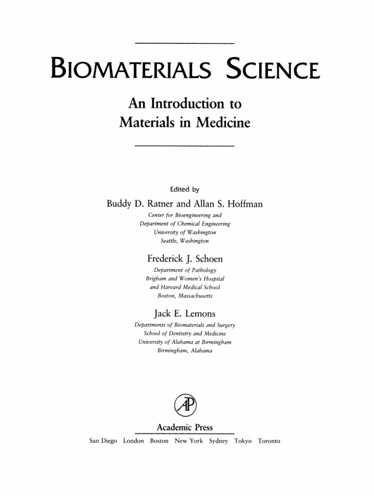 Front Matter 1996 Biomaterials Science | PDF