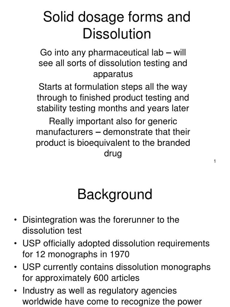 Dosage Forms and Dissolution - Last Lecture April 2010 | PDF ...