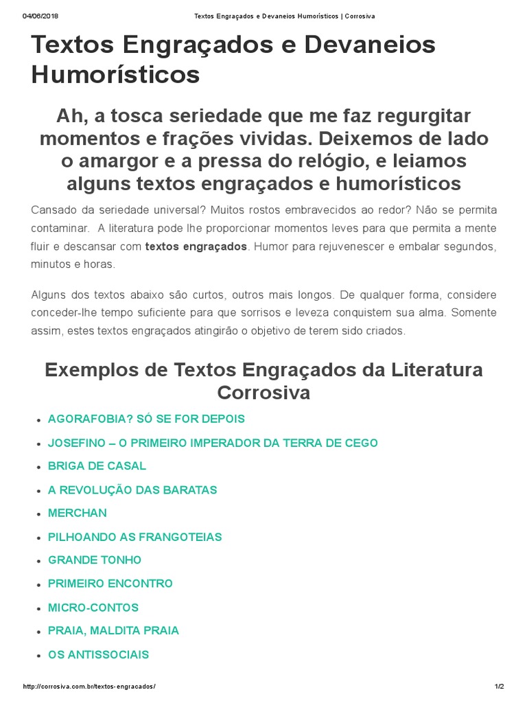 Textos Engraçados para Sorrir | PDF | Humor
