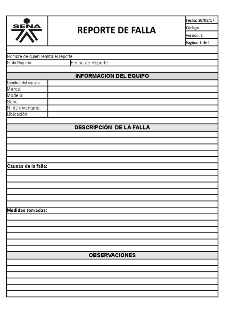 Reporte de Fallas | PDF