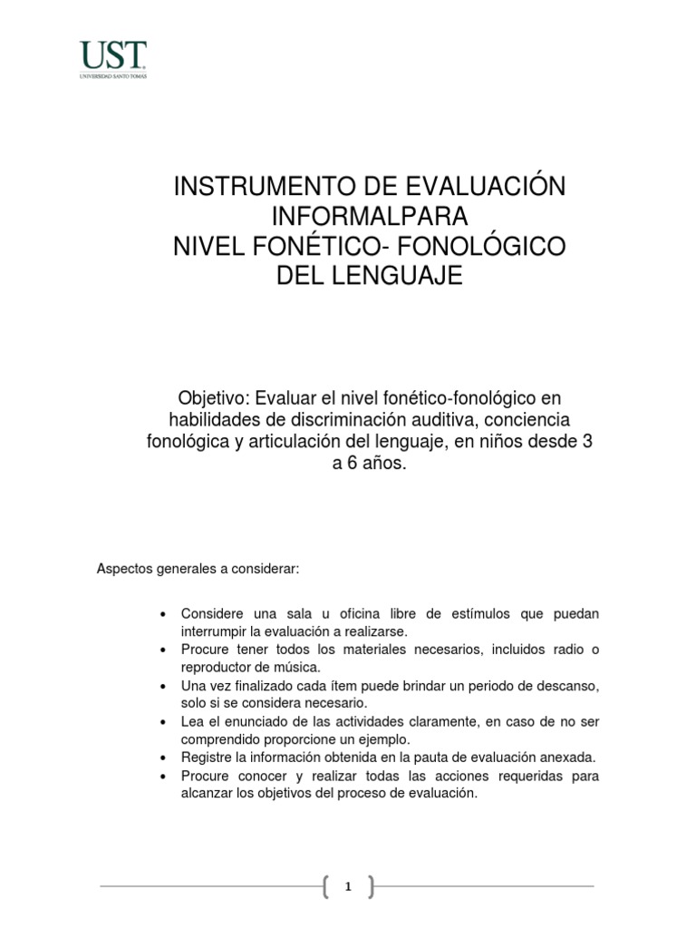 Evaluación de Conciencia Fonológica Infantil | PDF | Fonología | Palabra
