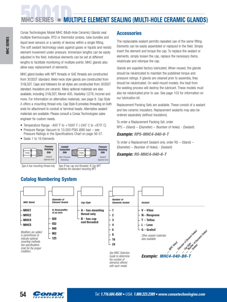Conax Compression Seals 5001D MHC | PDF | Mechanical Engineering ...
