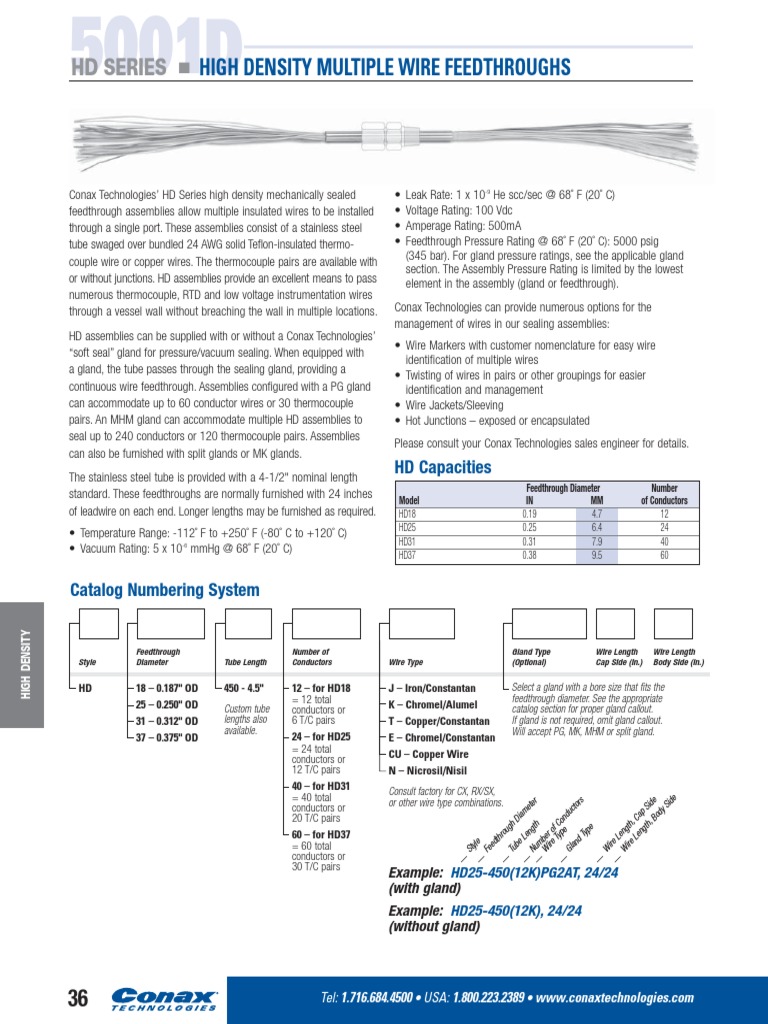 Conax Compression Seals 5001D HD | PDF | Wire | Thermocouple