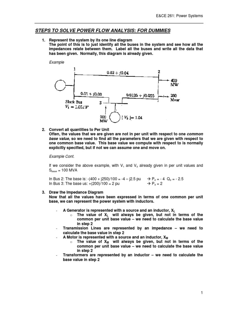 Steps To Solve Power Flow Analysis: For Dummies: Example | PDF
