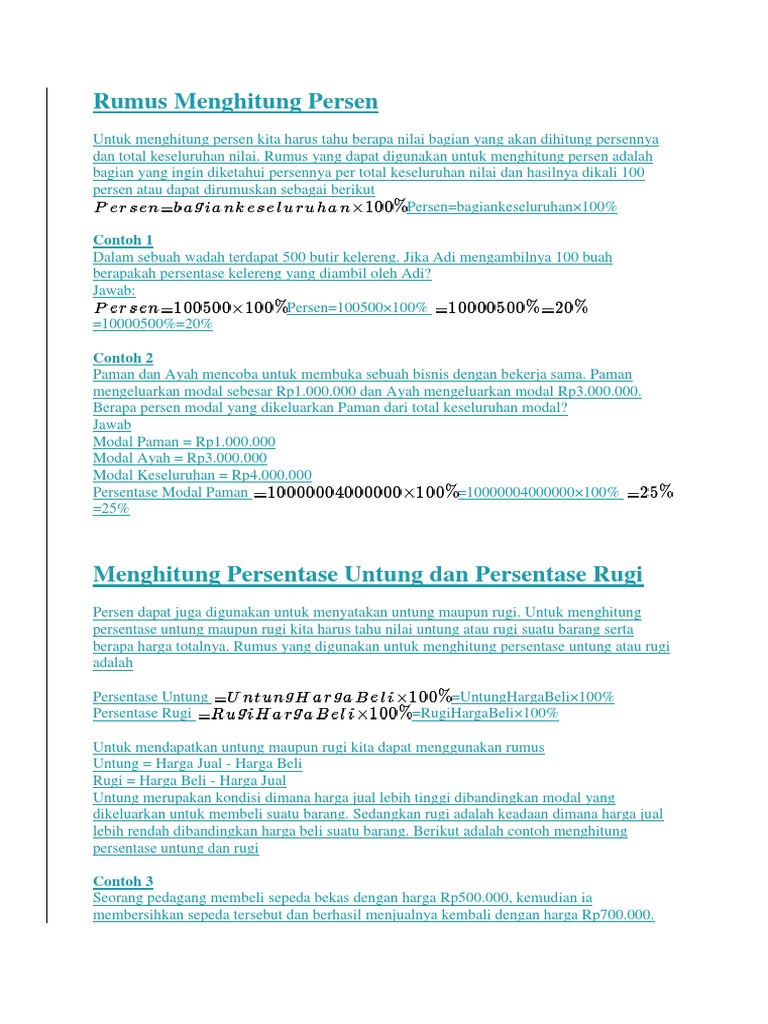 Rumus Menghitung Persen | PDF