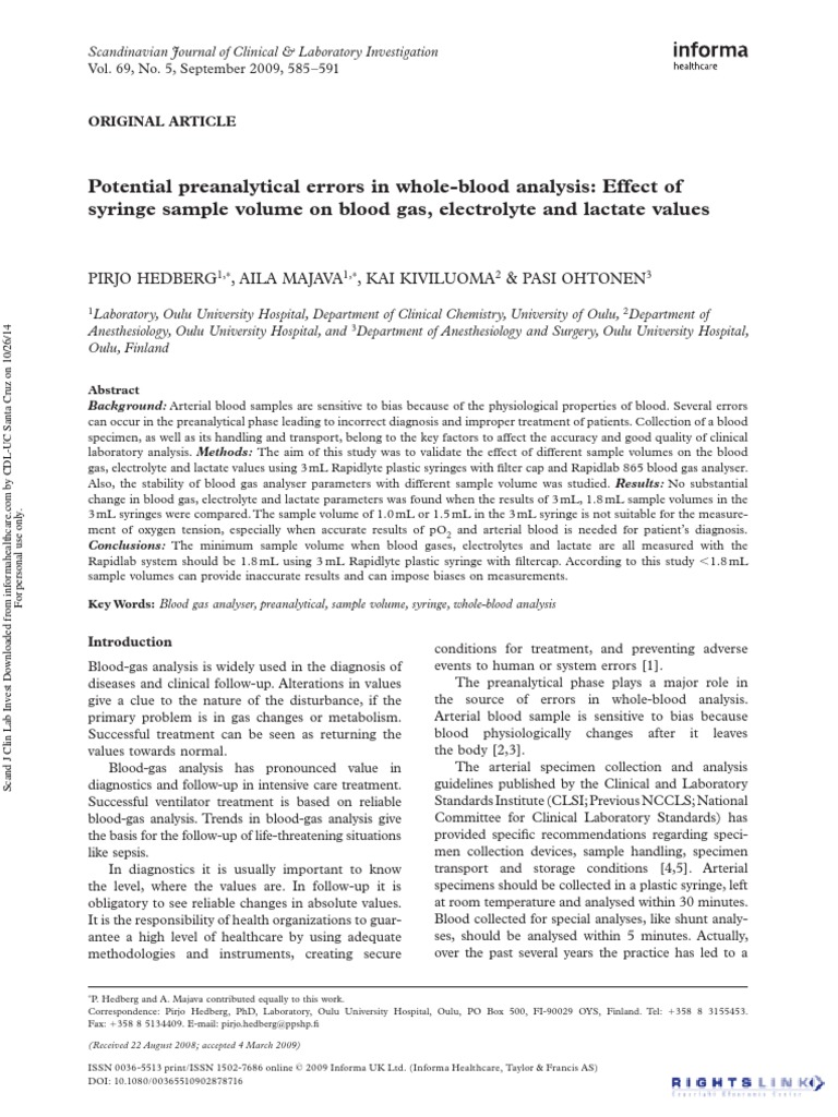 Sample Blood Error | PDF | Standard Deviation | Clinical Medicine