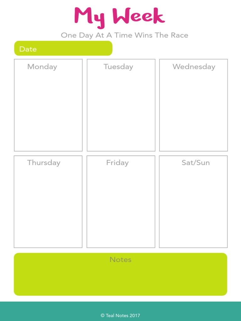 One Day at A Time Wins The Race: © Teal Notes 2017 | PDF