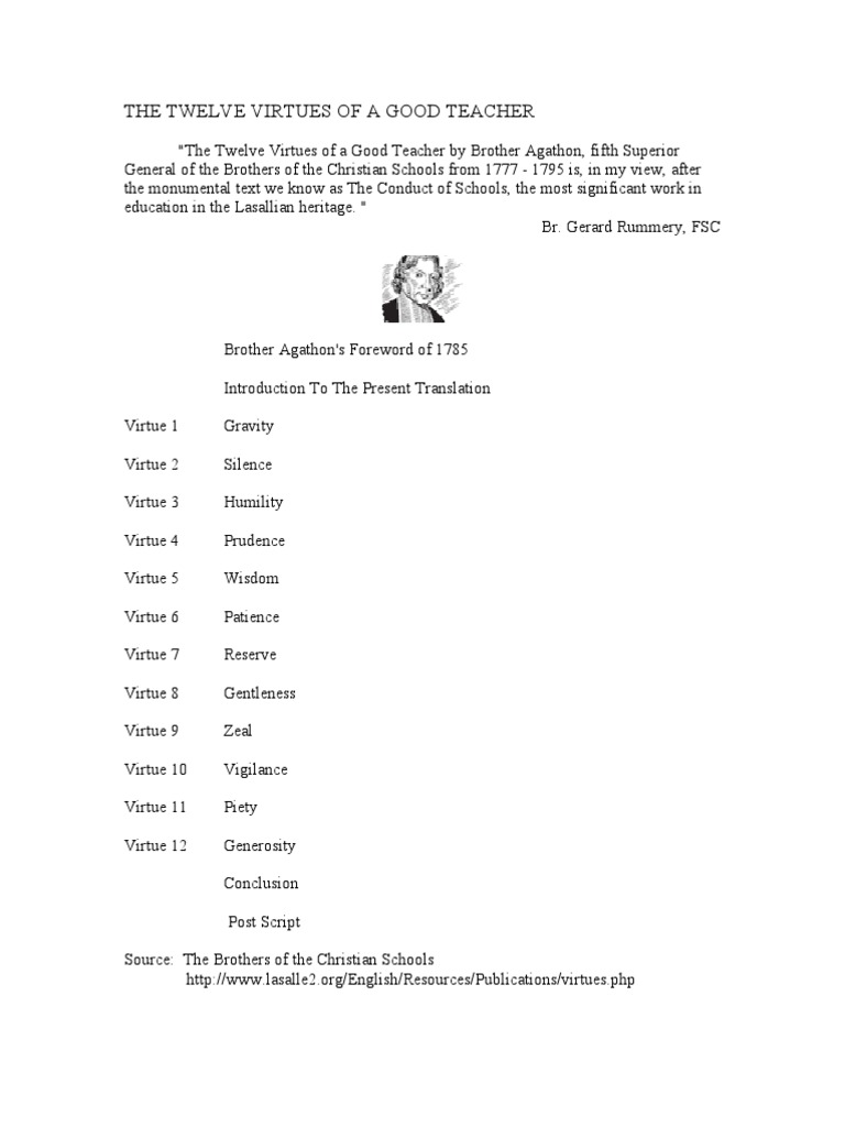 The Twelve Virtues of A Good Teacher | PDF | Prudence | Humility