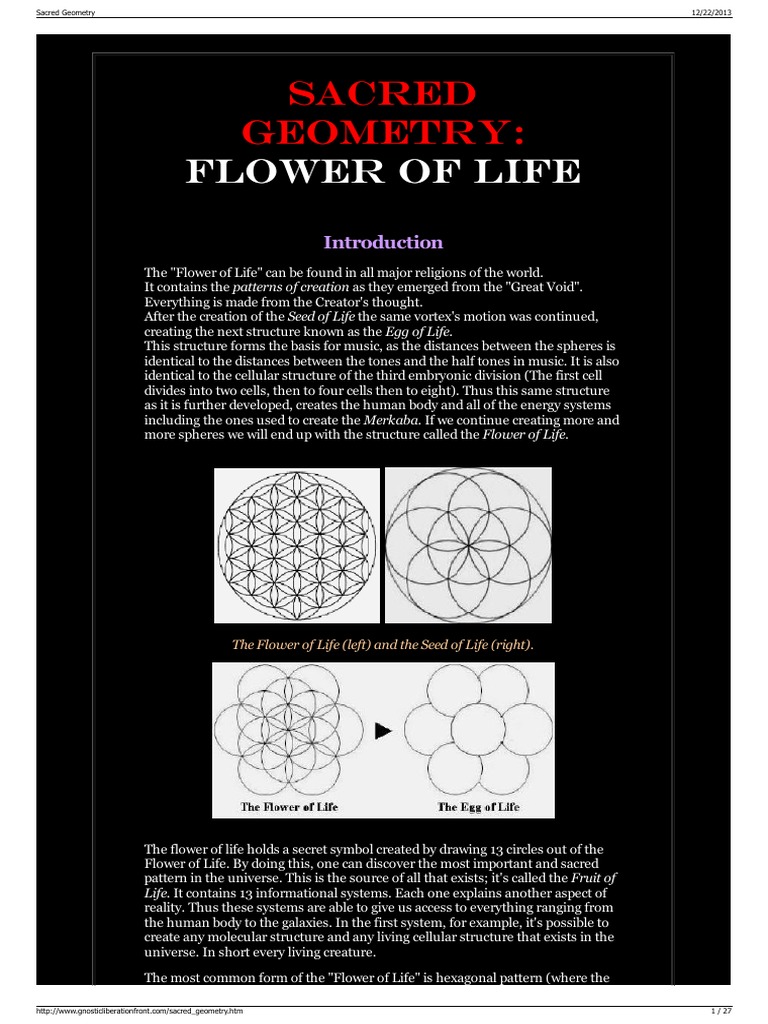 Sacred Geometry Flower Of Life Pdf Geometry Teaching Mathematics