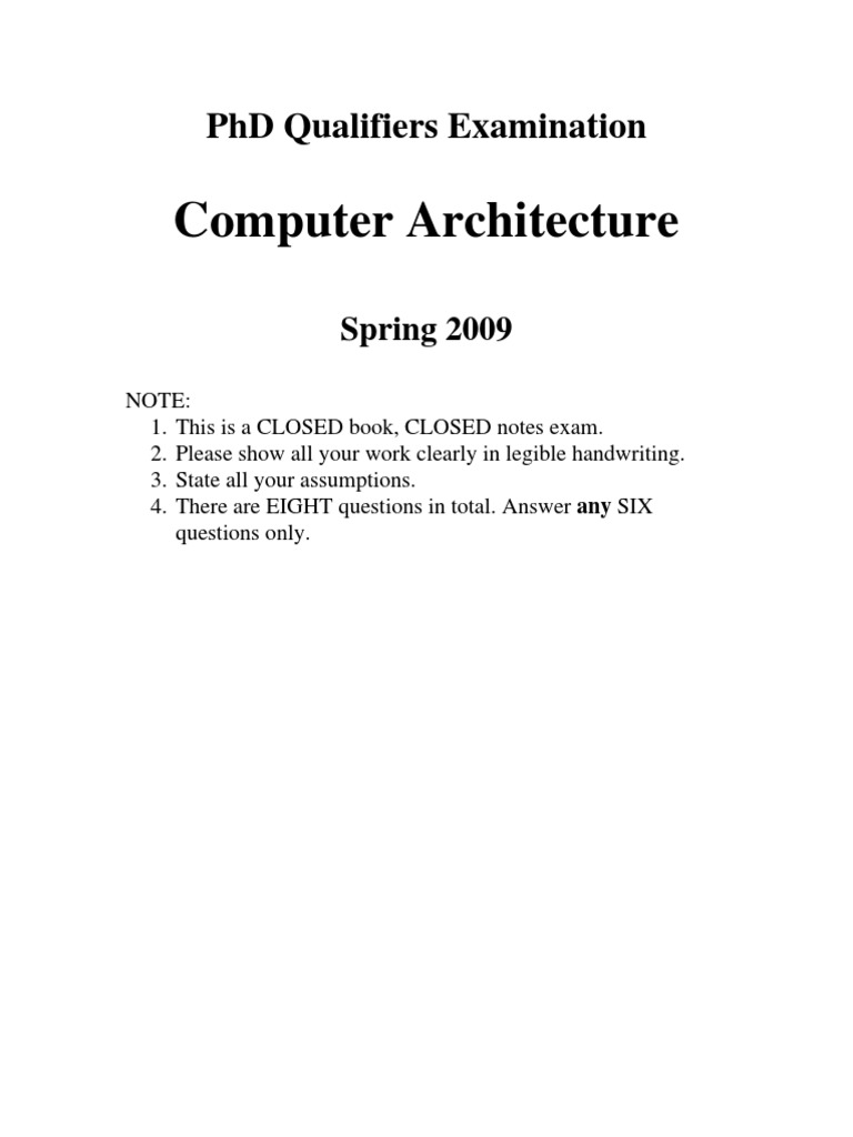 PhD Exam: Computer Architecture | PDF | Cpu Cache | Digital Electronics