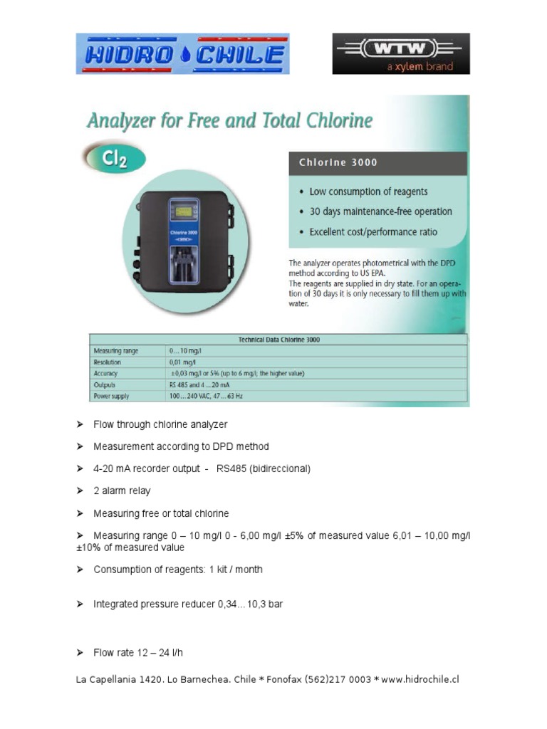 Specifications for a Flow-Through Chlorine Analyzer Using the DPD ...