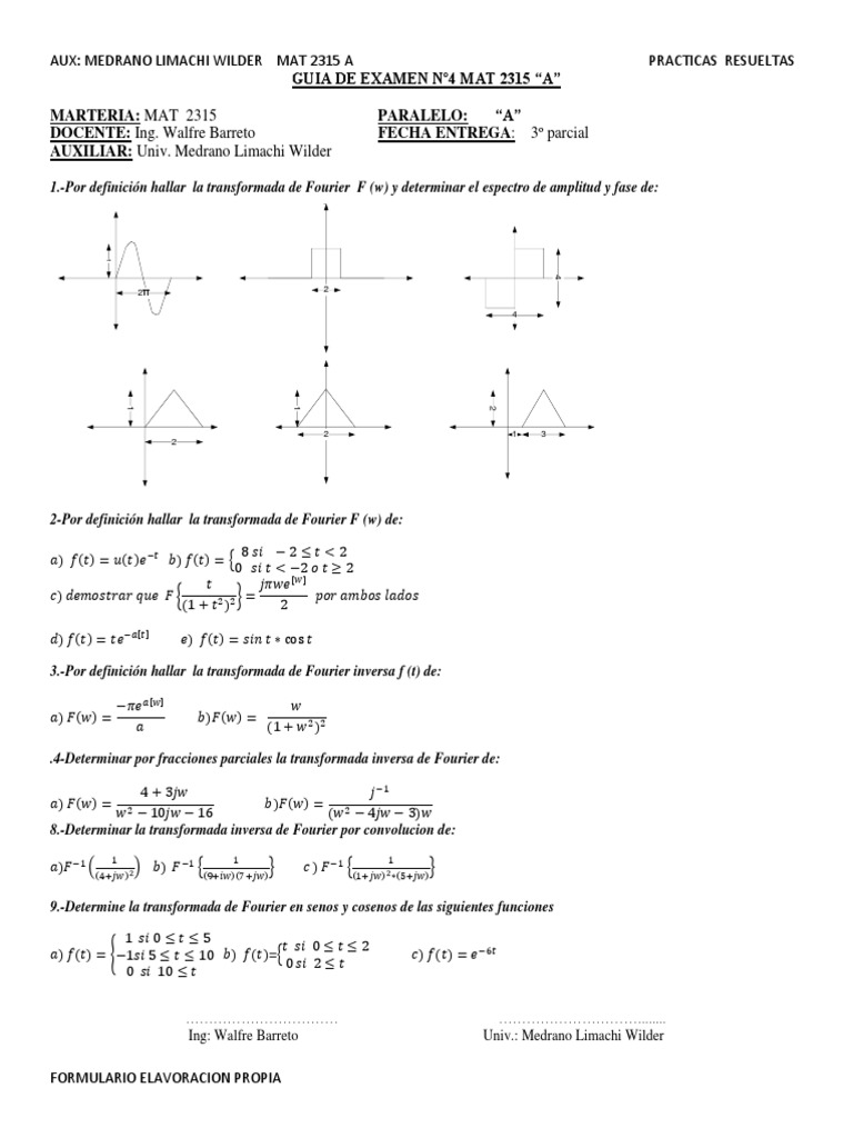 T Fourier Sol Gua 4 | PDF | Funciones y mapeos | Álgebra abstracta
