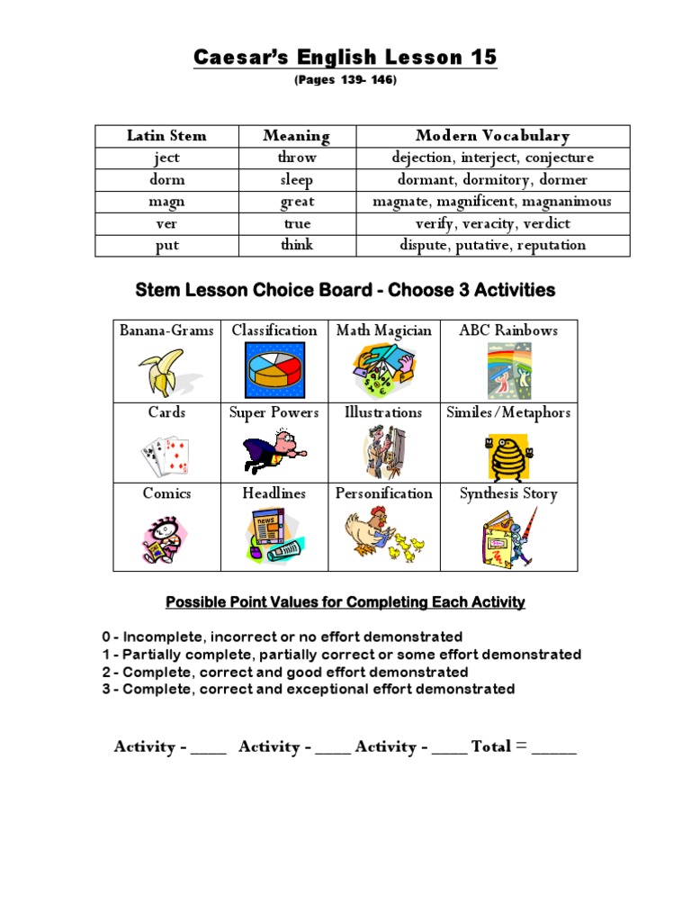 Caesar's English: Stem Lesson 15 | PDF